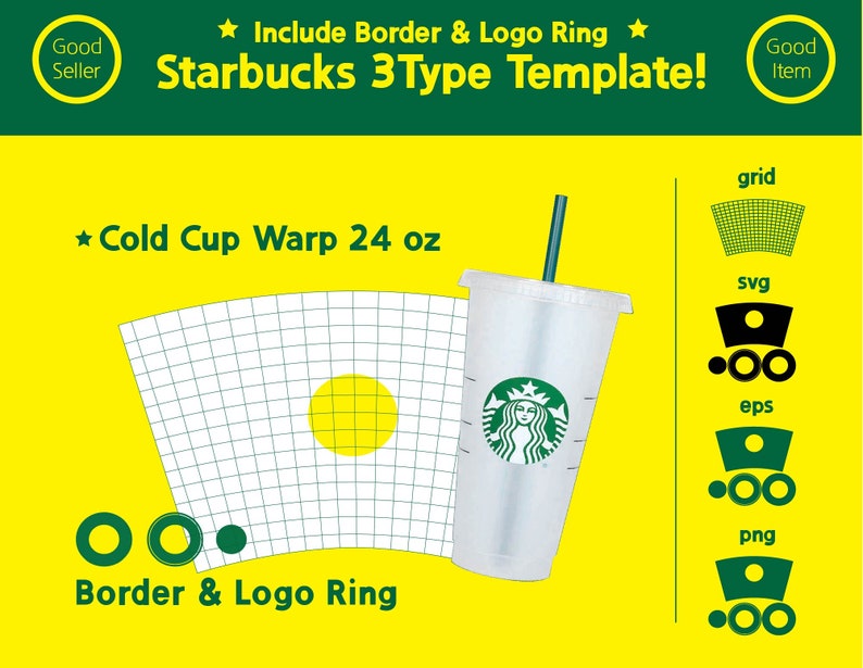 Bundle Starbucks Template Svg - Full Warp and Logo Template for Hot and Cold Resualble Cups ...