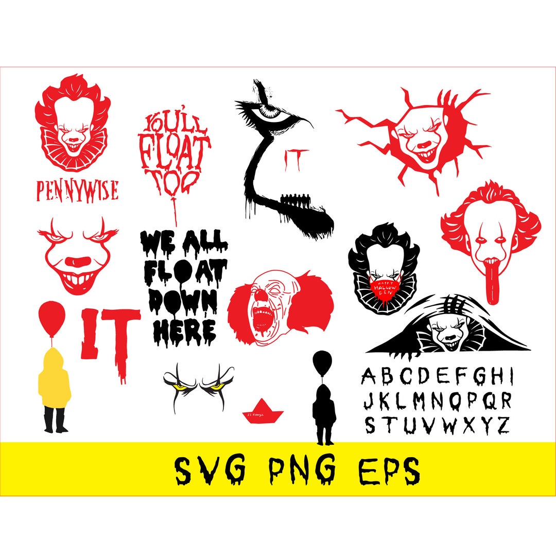Pennywise Clown It Cut File for Silhouette, Cricut, Cameo SVG Png EPS ...