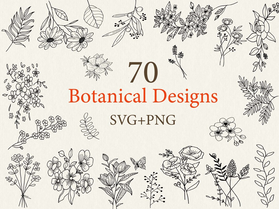 70 Botanical Svg Bundle | Floral Svg |flower Svg |botanical Clipart ...
