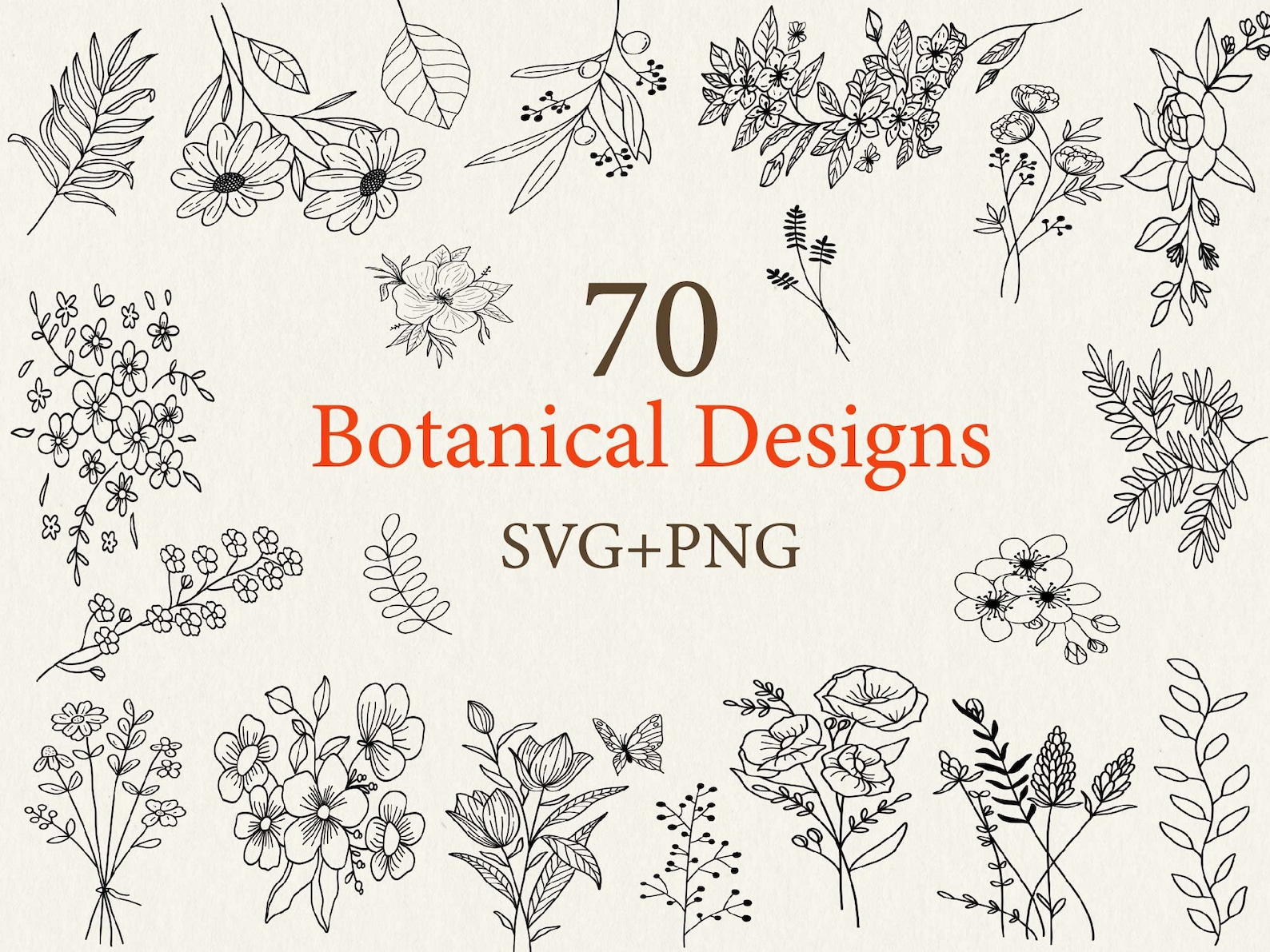 70 Botanical Svg Bundle Floral Svg flower Svg botanical Clipart flower ...