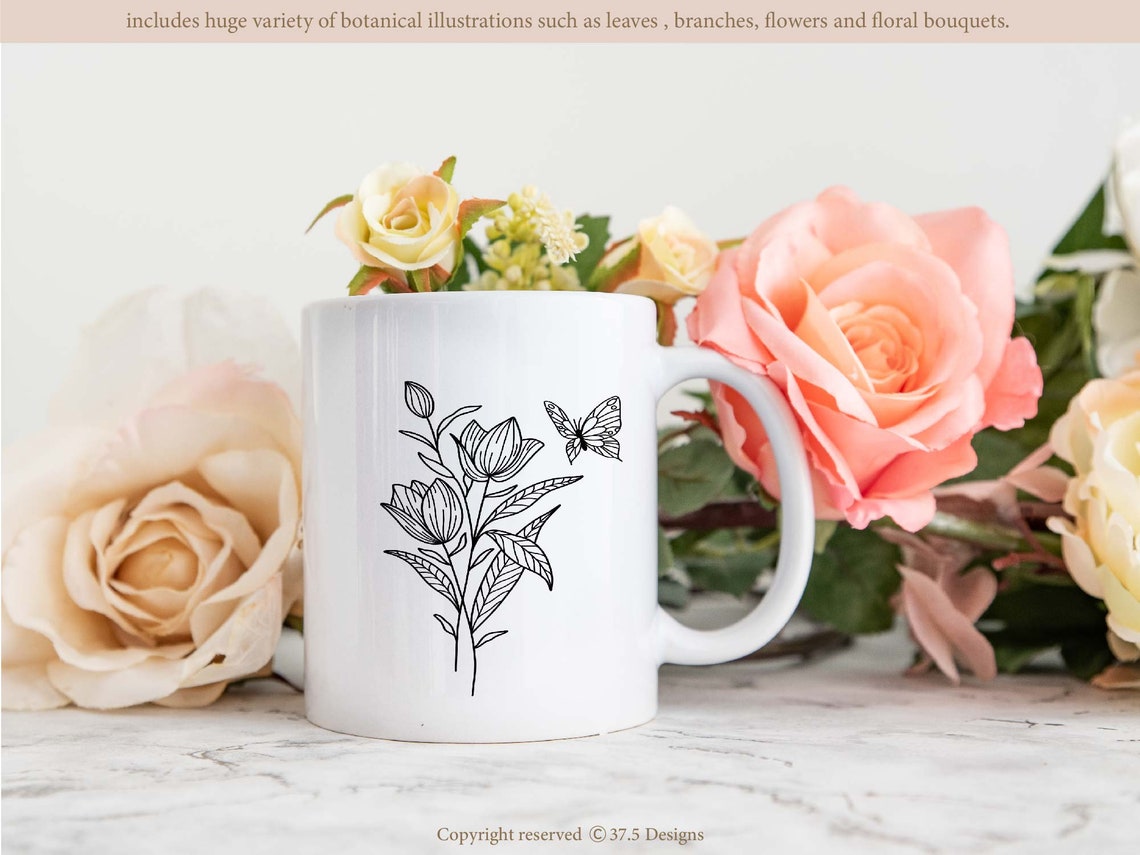 70 Botanical Svg Bundle Floral Svg flower Svg botanical Clipart flower ...