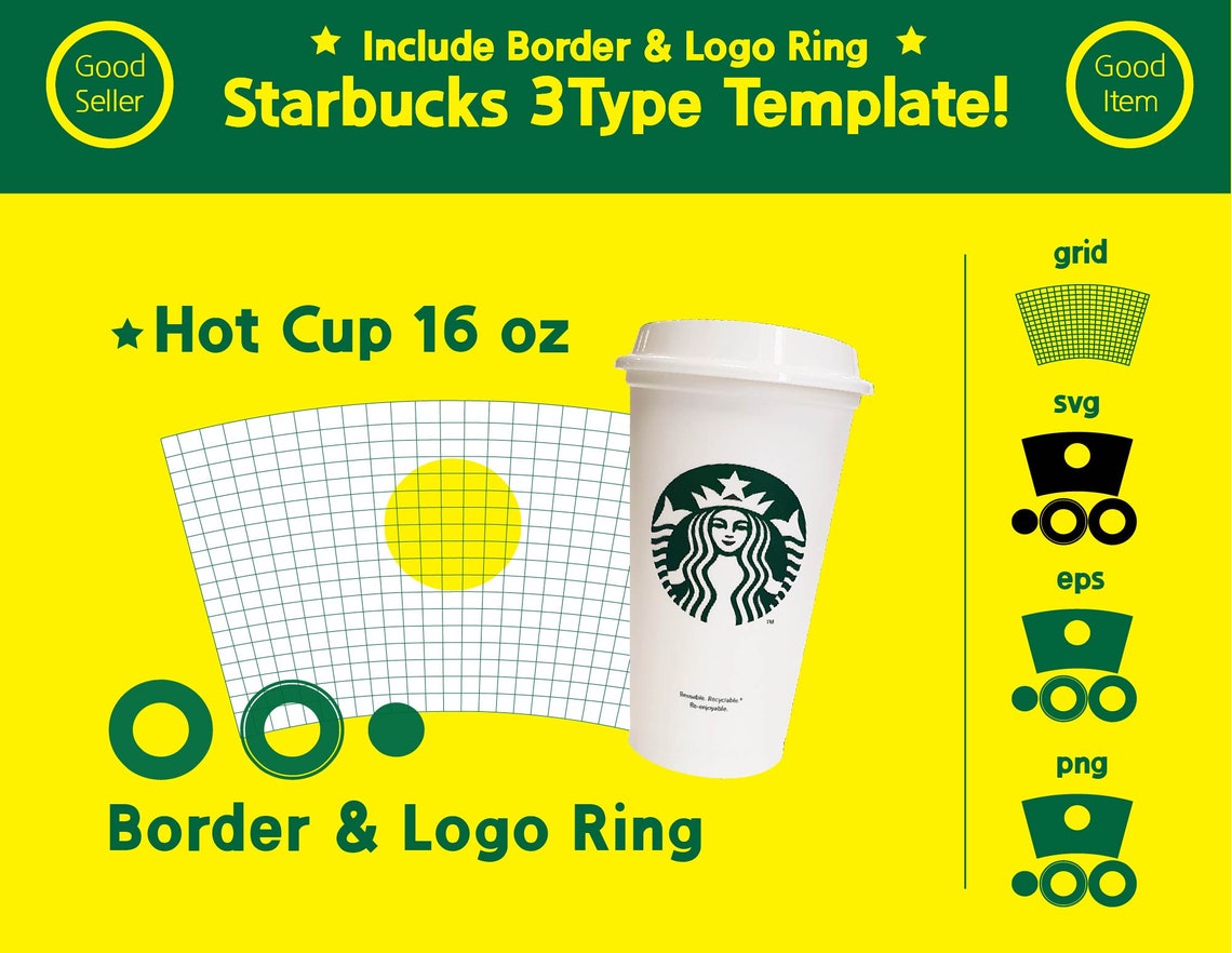 Bundle Starbucks Template Svg - Full Warp and Logo Template for Hot and ...