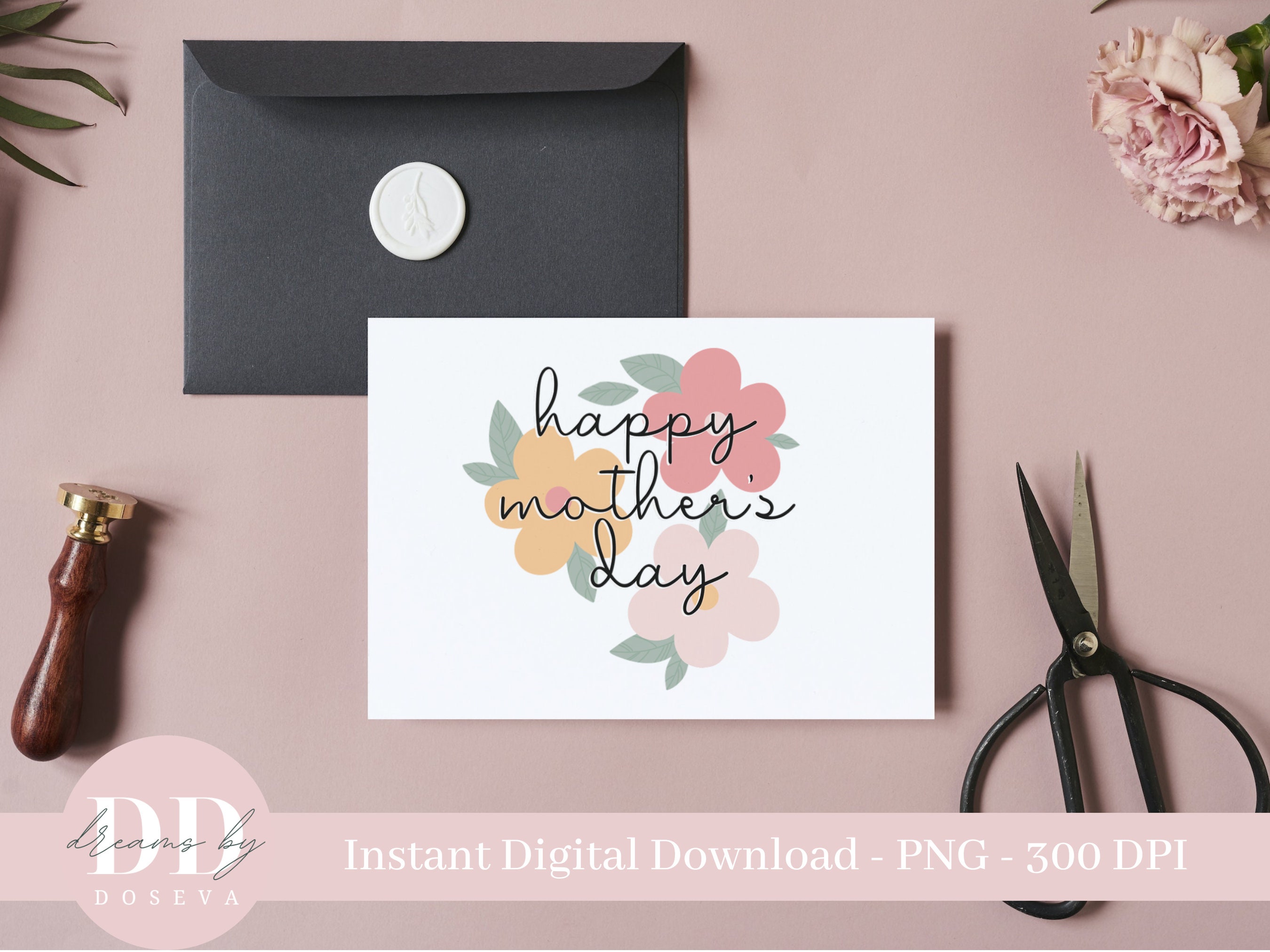Happy Mother's Day PNG, Mothers Day Card Design, Spring Flowers ...