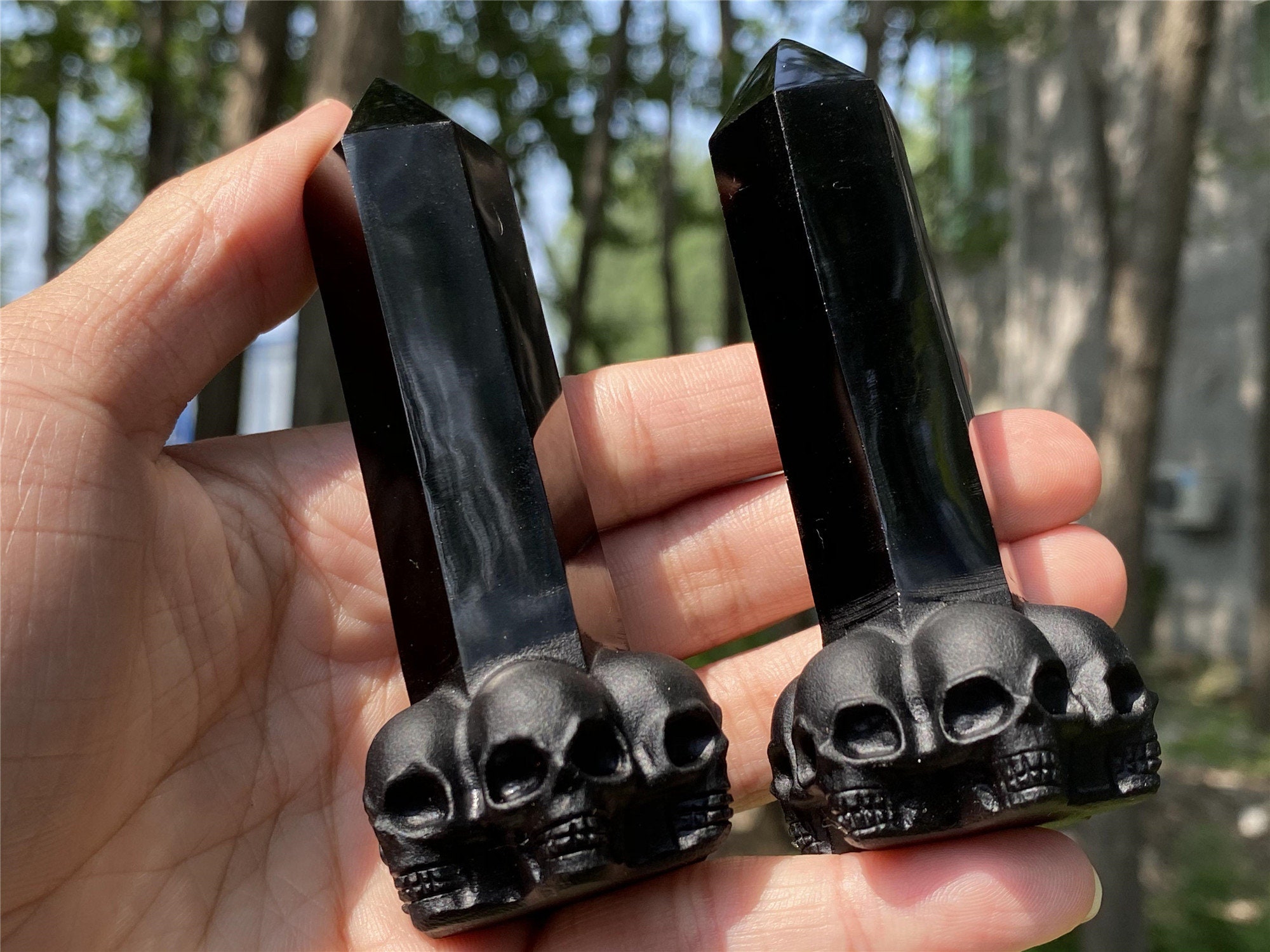 3.8 Hand Carved Natural Obsidian Skull ObeliskQuartz | Etsy