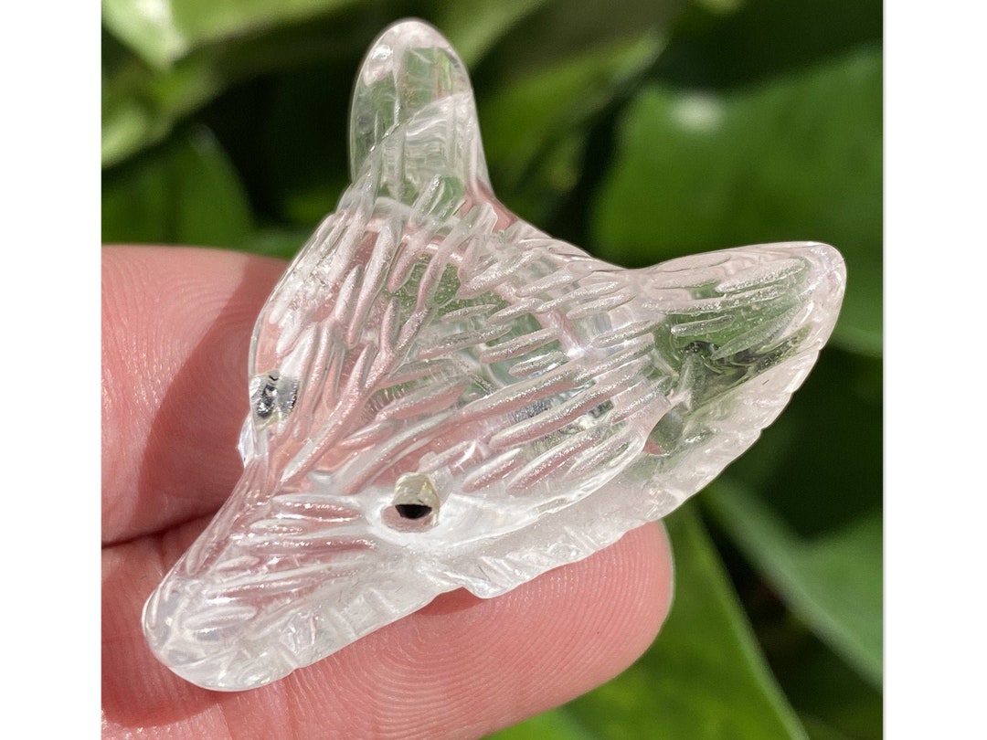 1.4'' Natural Clear Quartz Wolf Head Skull,hand Carved Wolf Skull ...