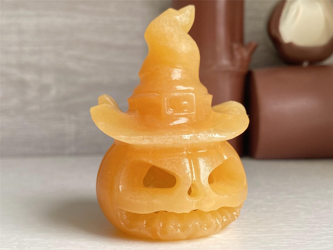 3 Hand Carved Geode Stone Pumpkincrystal - Etsy