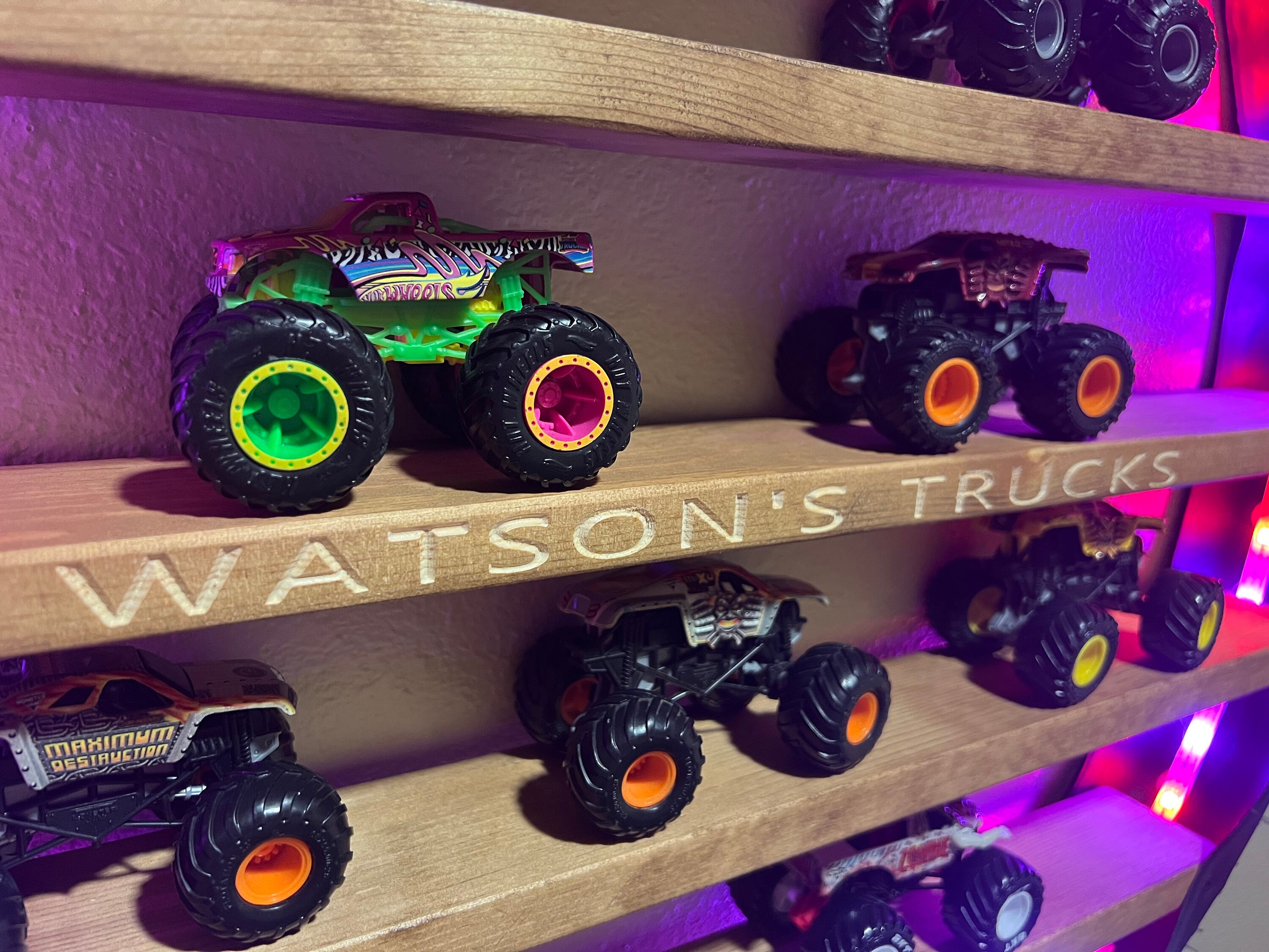Original Personalized Monster Truck Tire Shelf || Monster Truck Case ...