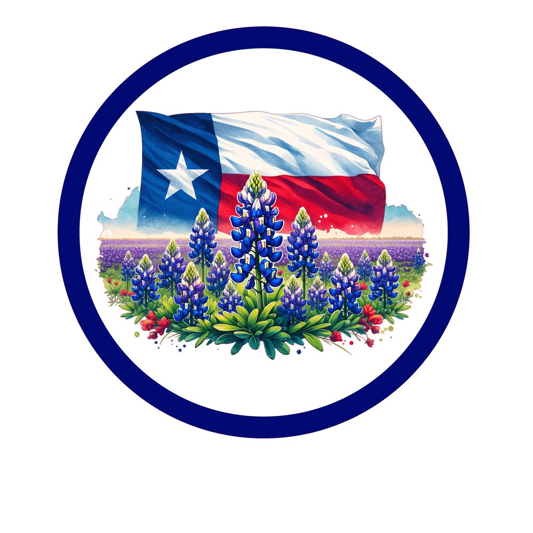 Texas Flag With Bluebonnets Wreath Sign, Metal Wreath Sign, Round ...