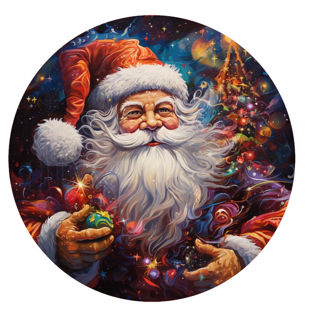 Round Santa Wreath Sign, Metal Wreath Sign, Christmas Signs, Door Decor ...