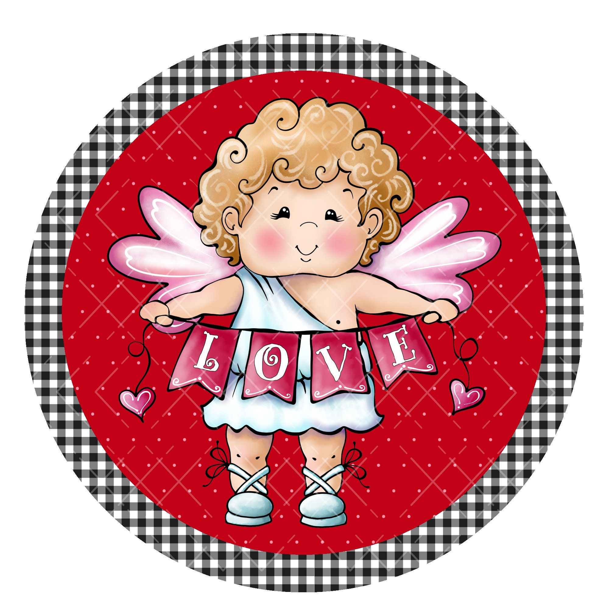 Cupid Valentine Wreath Sign Metal Wreath Sign Round Wreath - Etsy
