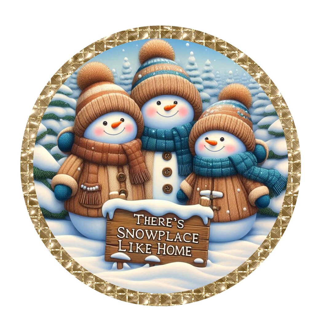 There's Snowplace Like Home Wreath Sign, Metal Wreath Sign, Snowman ...