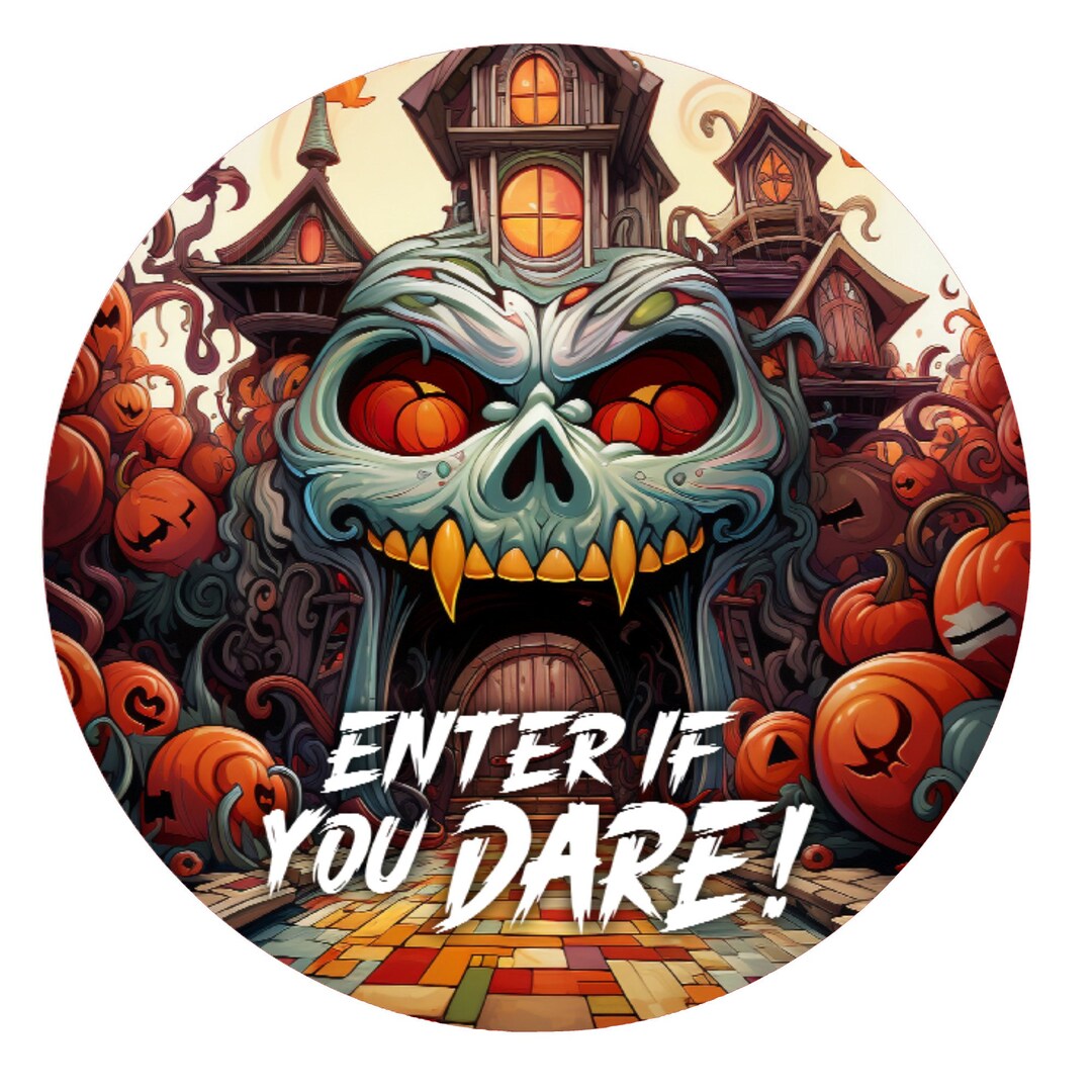 Enter If You Dare Halloween Wreath Sign, Metal Wreath Sign, Round ...