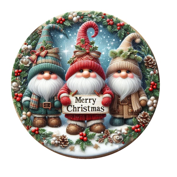 Merry Christmas Wreath Sign, Metal Wreath Sign, Round Wreath Sign, Door ...