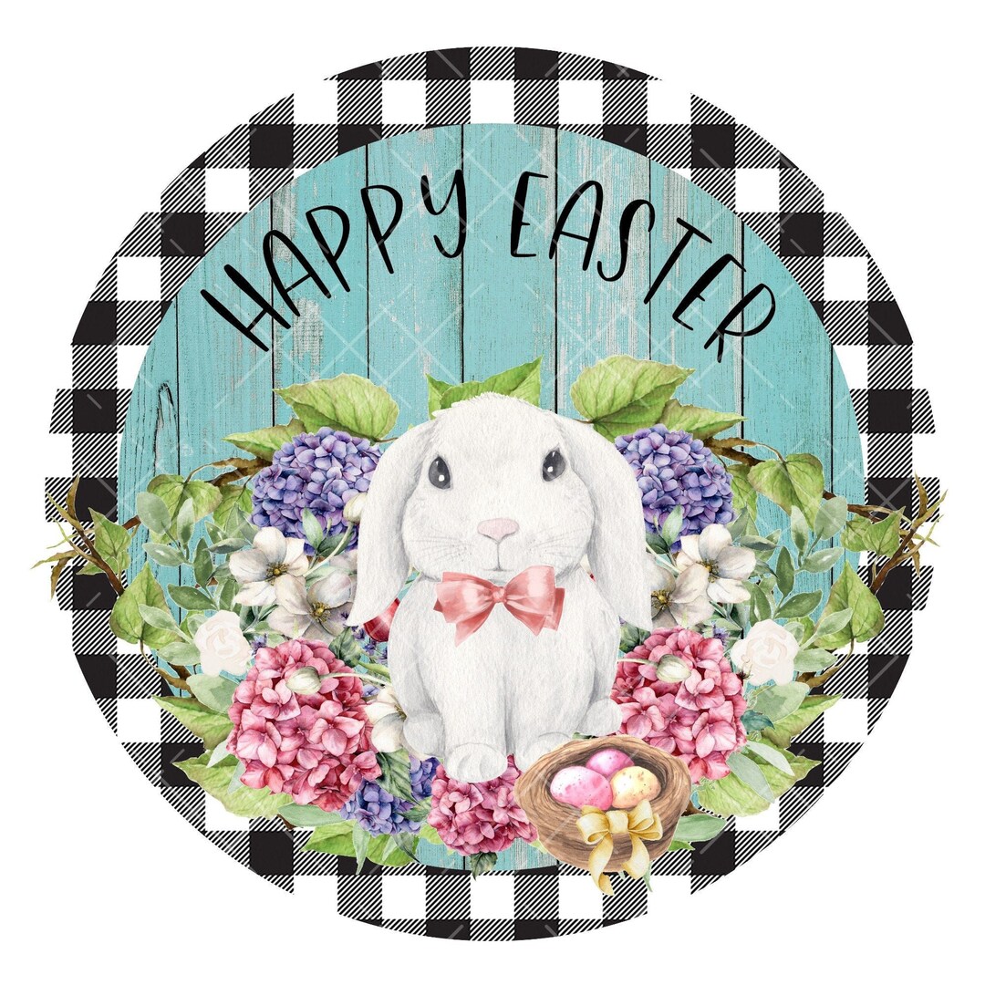 Happy Easter Wreath Sign, Metal Wreath Sign, Signs for Wreaths, Round ...