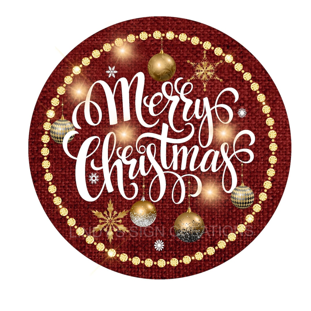 Merry Christmas Wreath Sign, Metal Wreath Sign, Wreath Center, Round ...