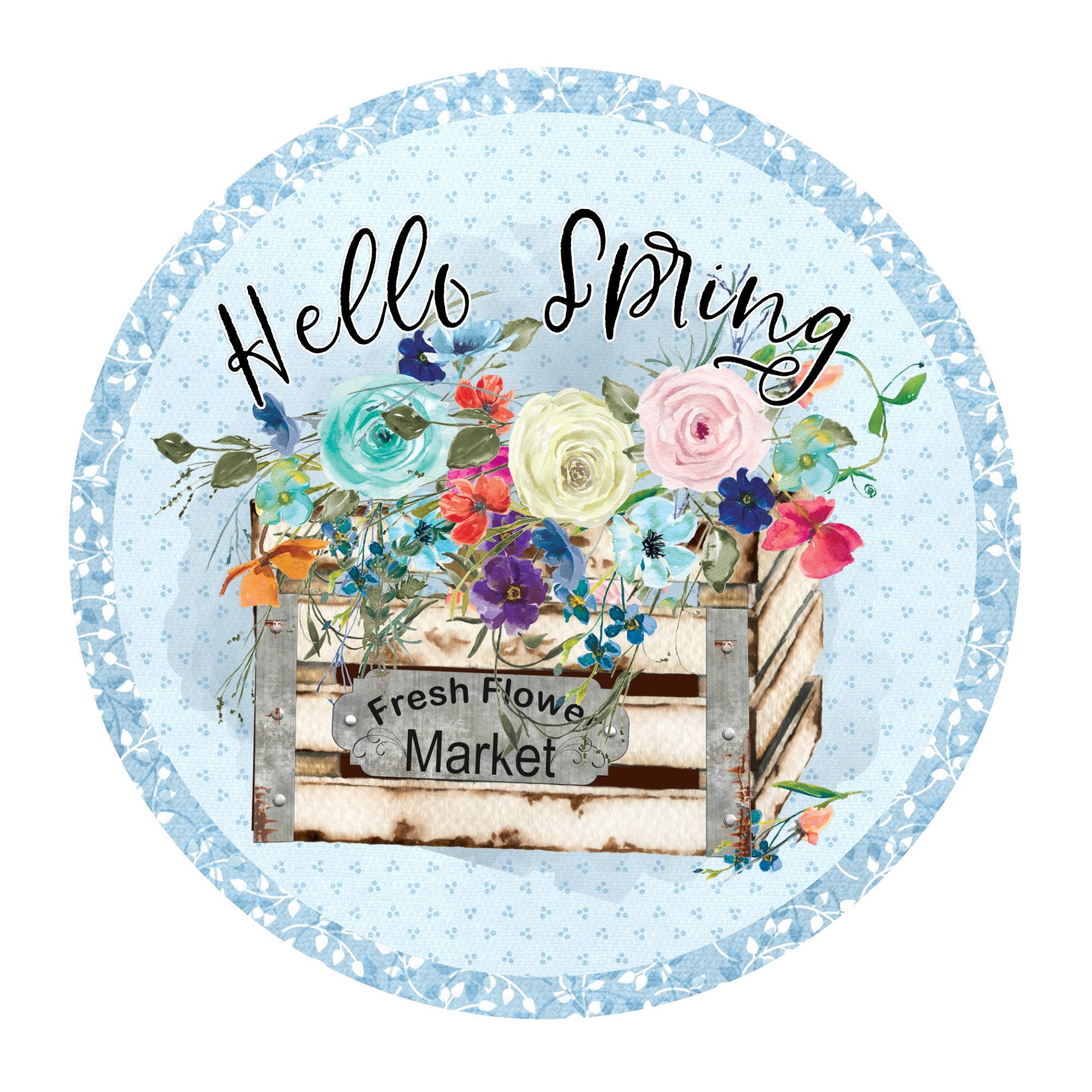 Hello Spring Floral Wreath Sign Metal Wreath Sign Sign for - Etsy