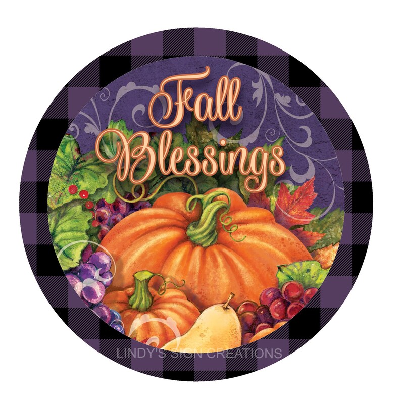 Fall Blessings Wreath Sign Metal Wreath Sign Round Wreath - Etsy