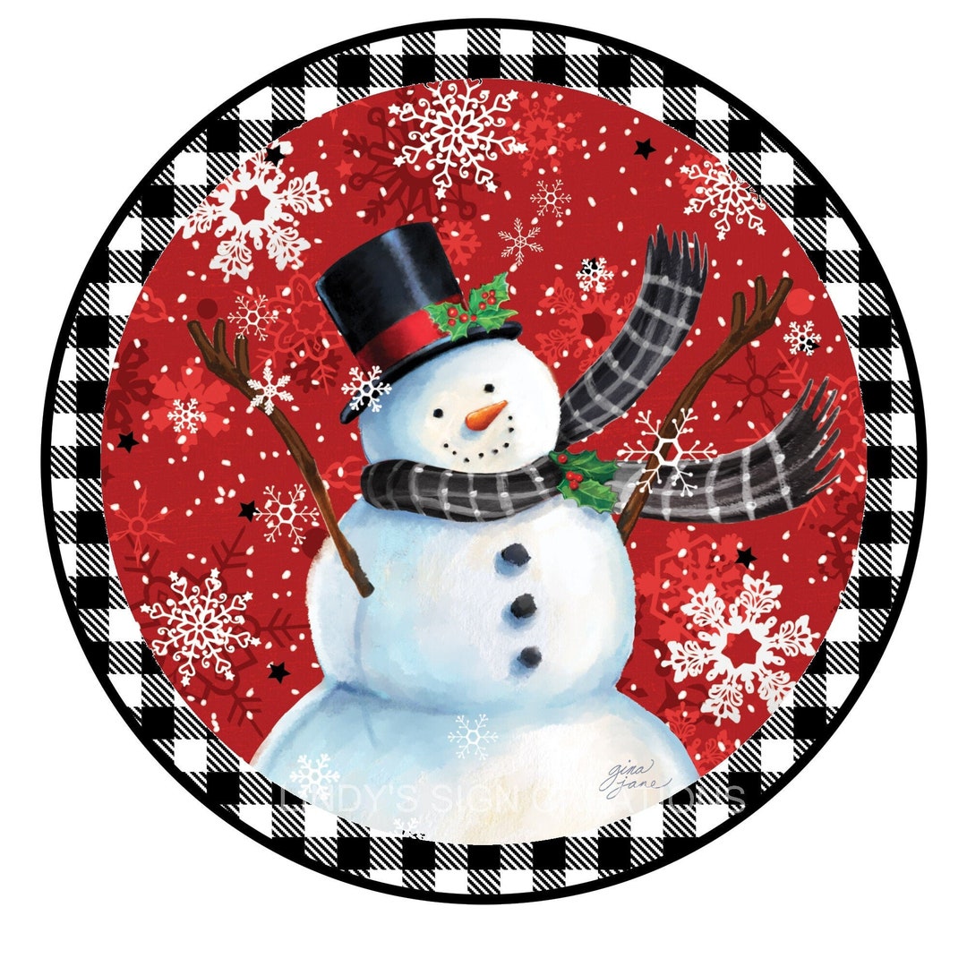 Snowman Round Wreath Sign, Wreath Attachment, Snowman Sign, Winter Sign ...