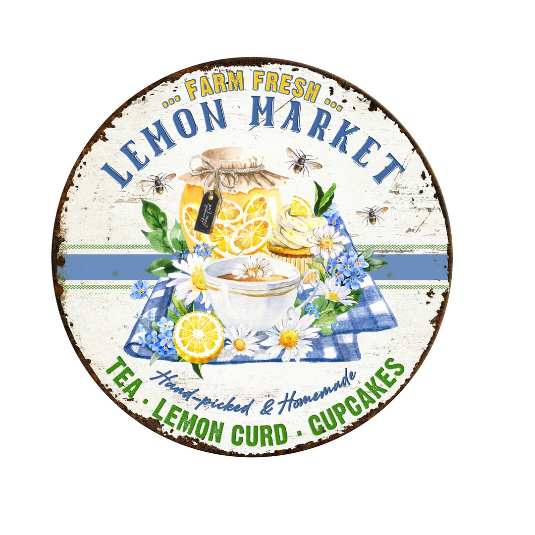 Farm Fresh Lemon Market Wreath Sign, Metal Wreath Sign, Signs for ...