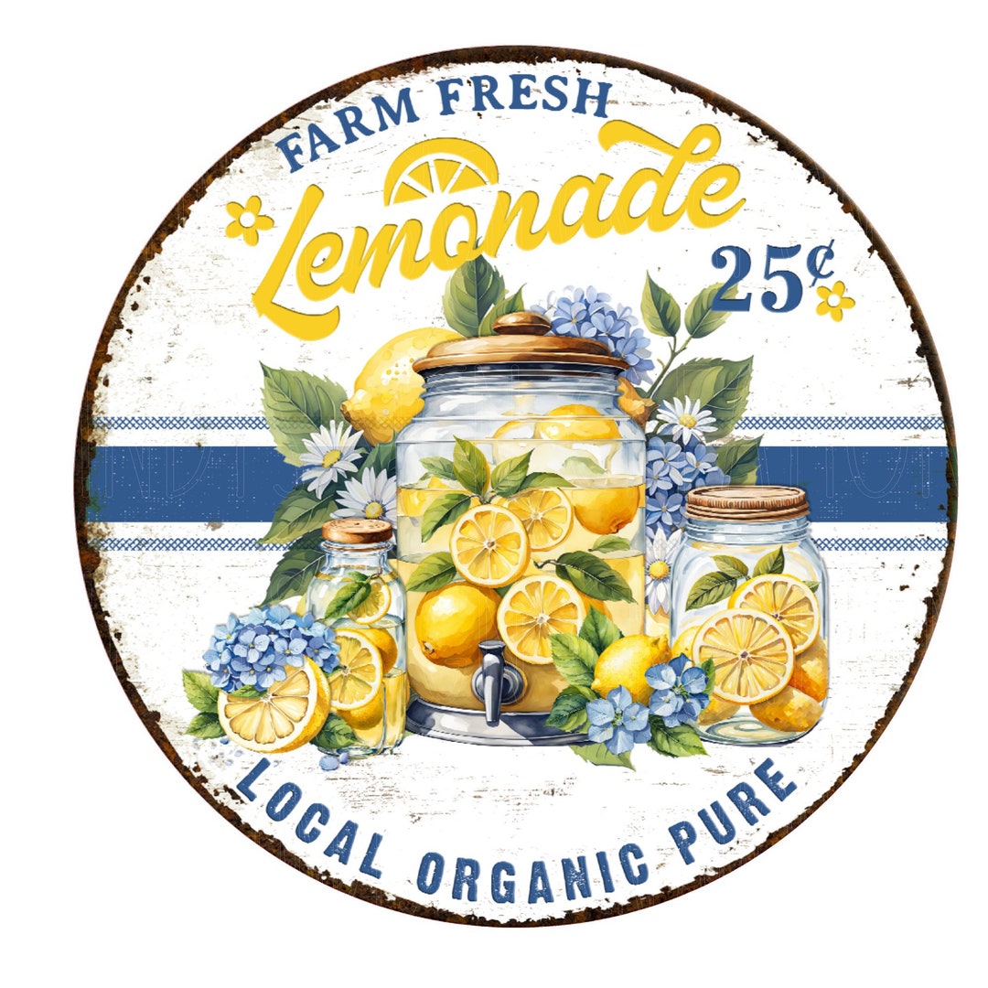 Farm Fresh Lemonade Wreath Sign, Metal Wreath Sign, Round Wreath Sign ...
