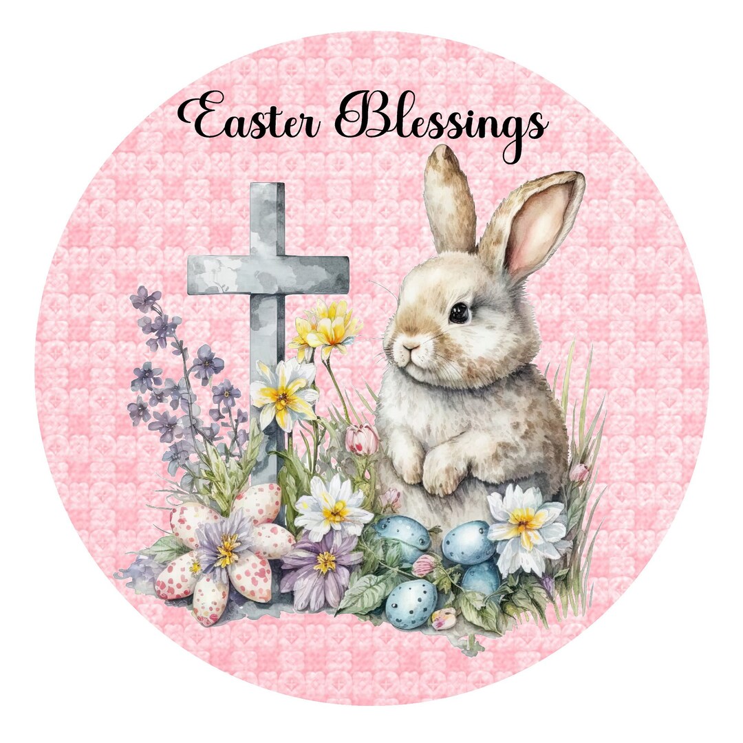Easter Blessings Wreath Sign, Metal Wreath Sign, Round Wreath Sign ...