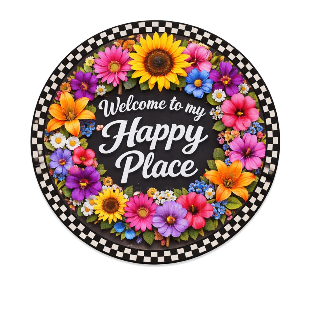 Welcome to My Happy Place Wreath Sign, Aluminum Wreath Sign, Wreath ...