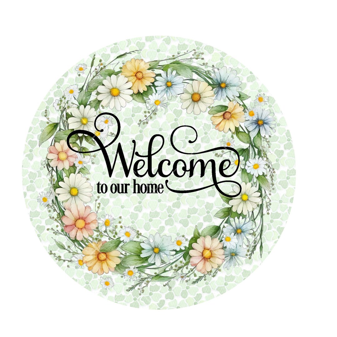 Round Welcome to Our Home Wreath Sign, Metal Wreath Sign, Signs for ...