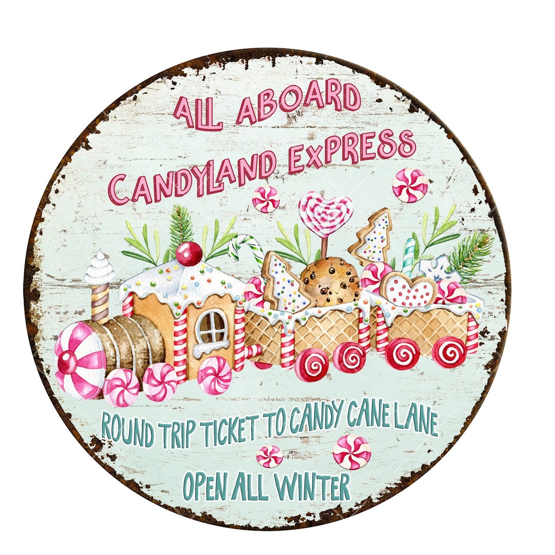Candyland Express Wreath Sign, Metal Wreath Sign, Signs for Wreaths ...