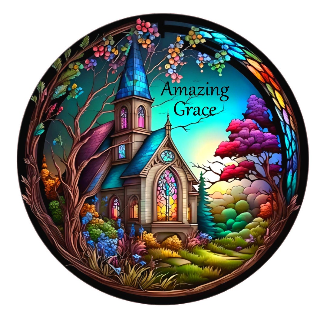 Amazing Grace Church, Metal Wreath Sign, Signs for Wreaths, Round ...