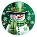 Green Snowman Wreath Sign, Metal Wreath Sign, Round Wreath Sign, Door ...