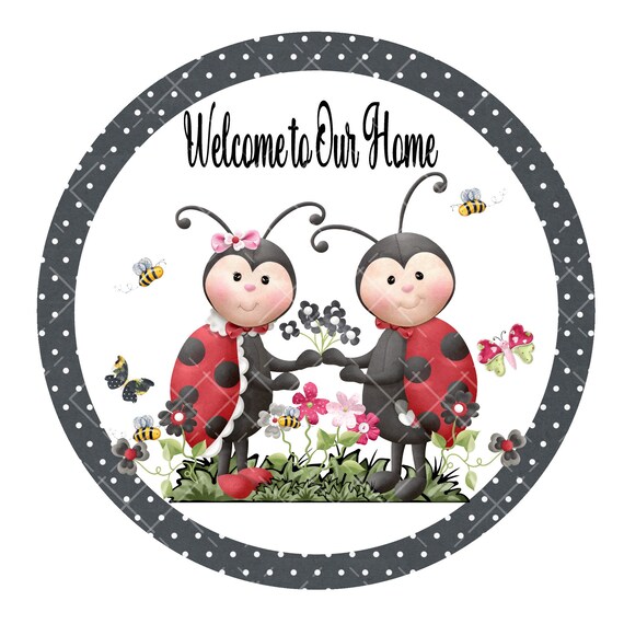 Ladybug Welcome Wreath Sign Metal Wreath Sign Welcome to Our - Etsy