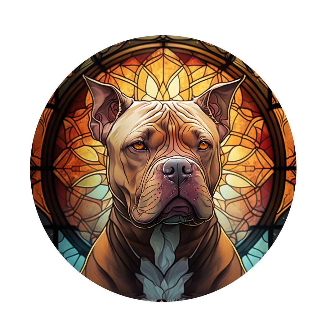 Faux Stained Glass American Pit Bull Wreath Sign, Metal Wreath Sign ...