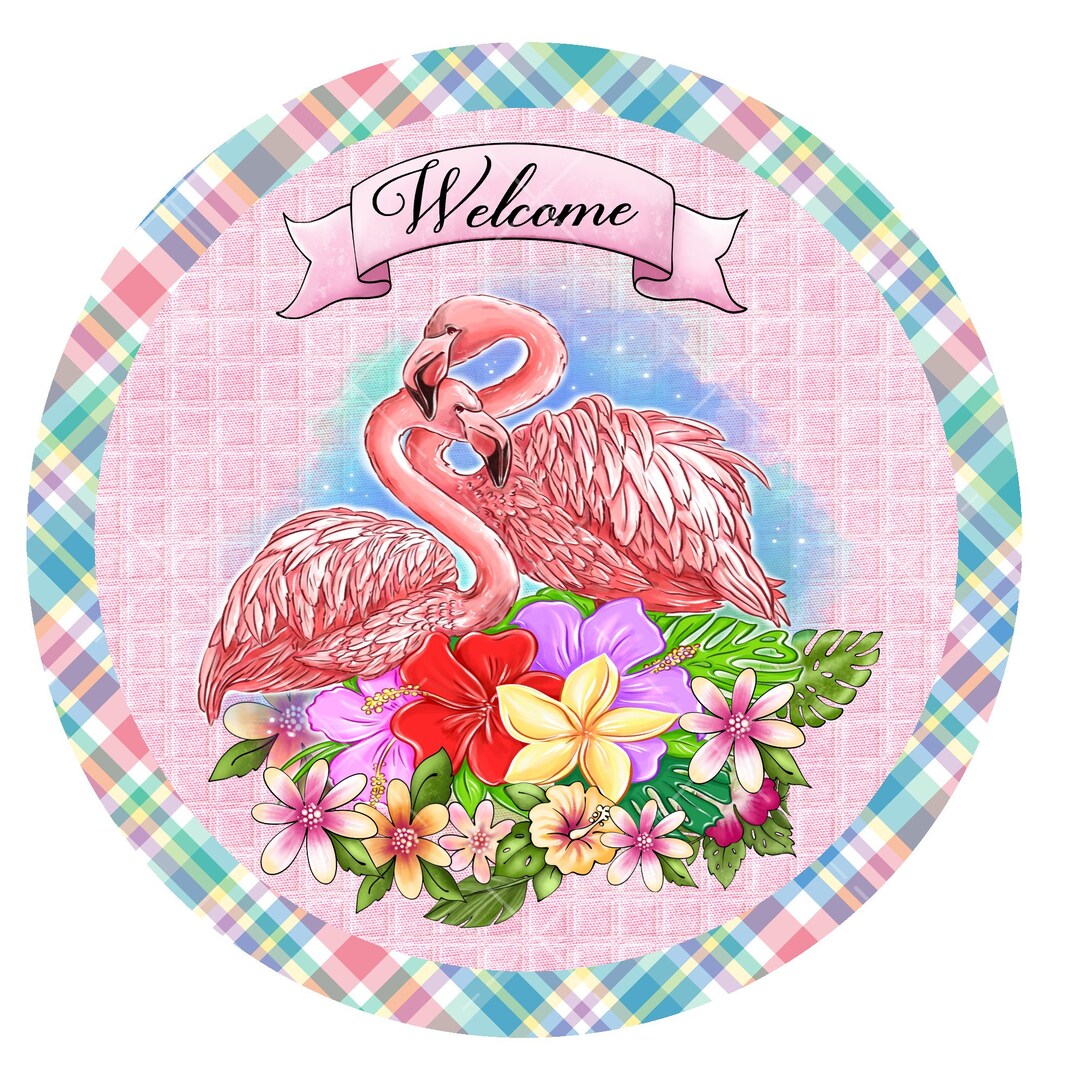 Welcome Flamingo Wreath Sign Metal Wreath Sign Signs for - Etsy