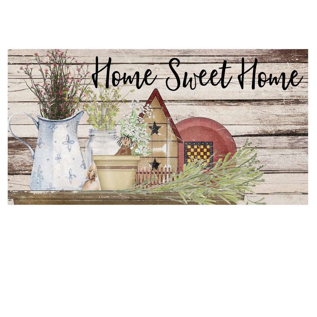 Home Sweet Home Primitive Wreath Sign, Metal Wreath Sign, Sign for ...
