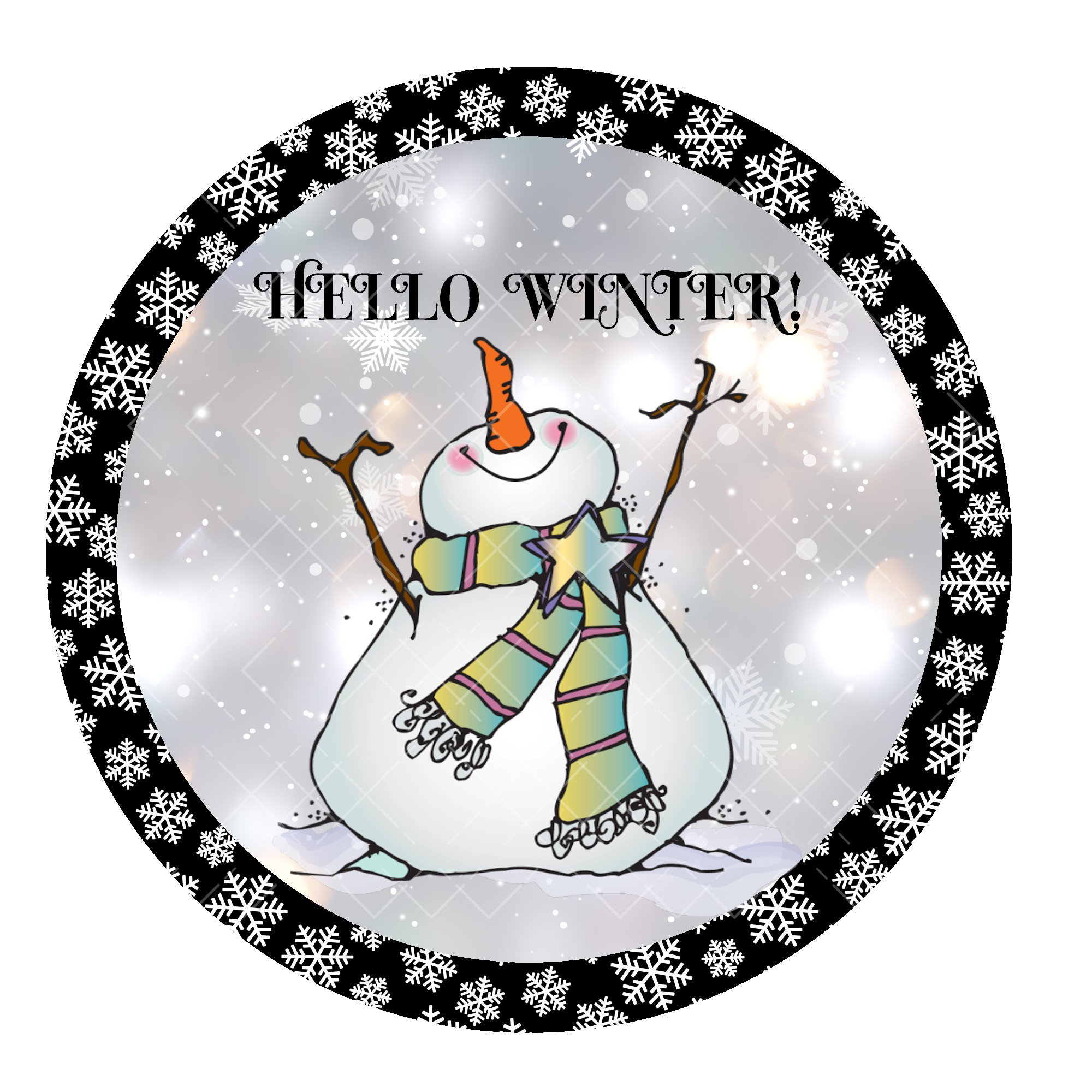 Hello Winter Snowman Wreath Sign, Metal Wreath Sign, Sign for Wreaths ...