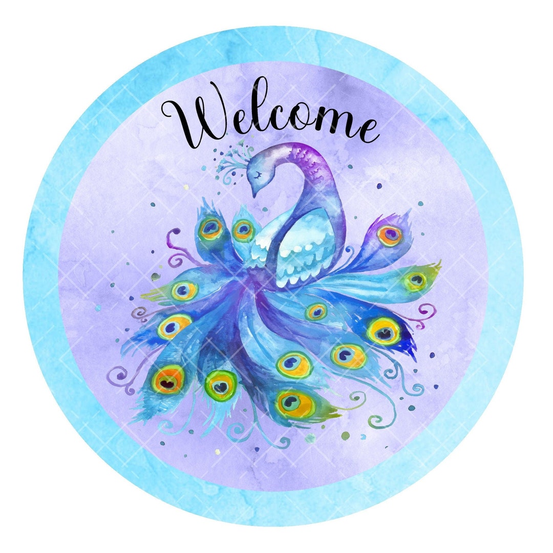 Welcome Peacock Wreath Sign, Metal Wreath Sign, Signs for Wreaths ...