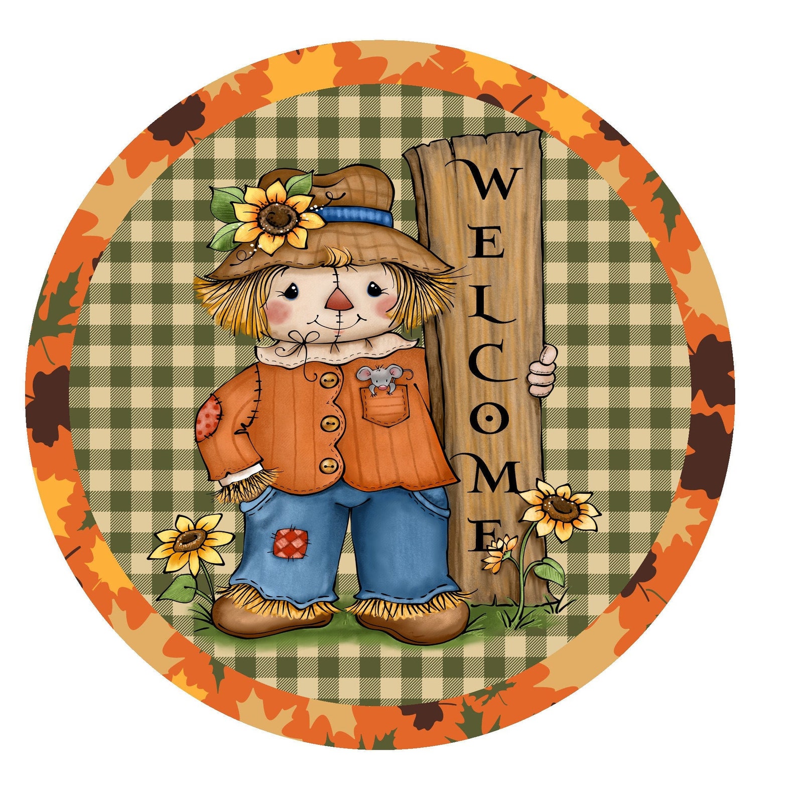 Fall Welcome Wreath Sign Scarecrow Wreath Sign Metal Wreath - Etsy