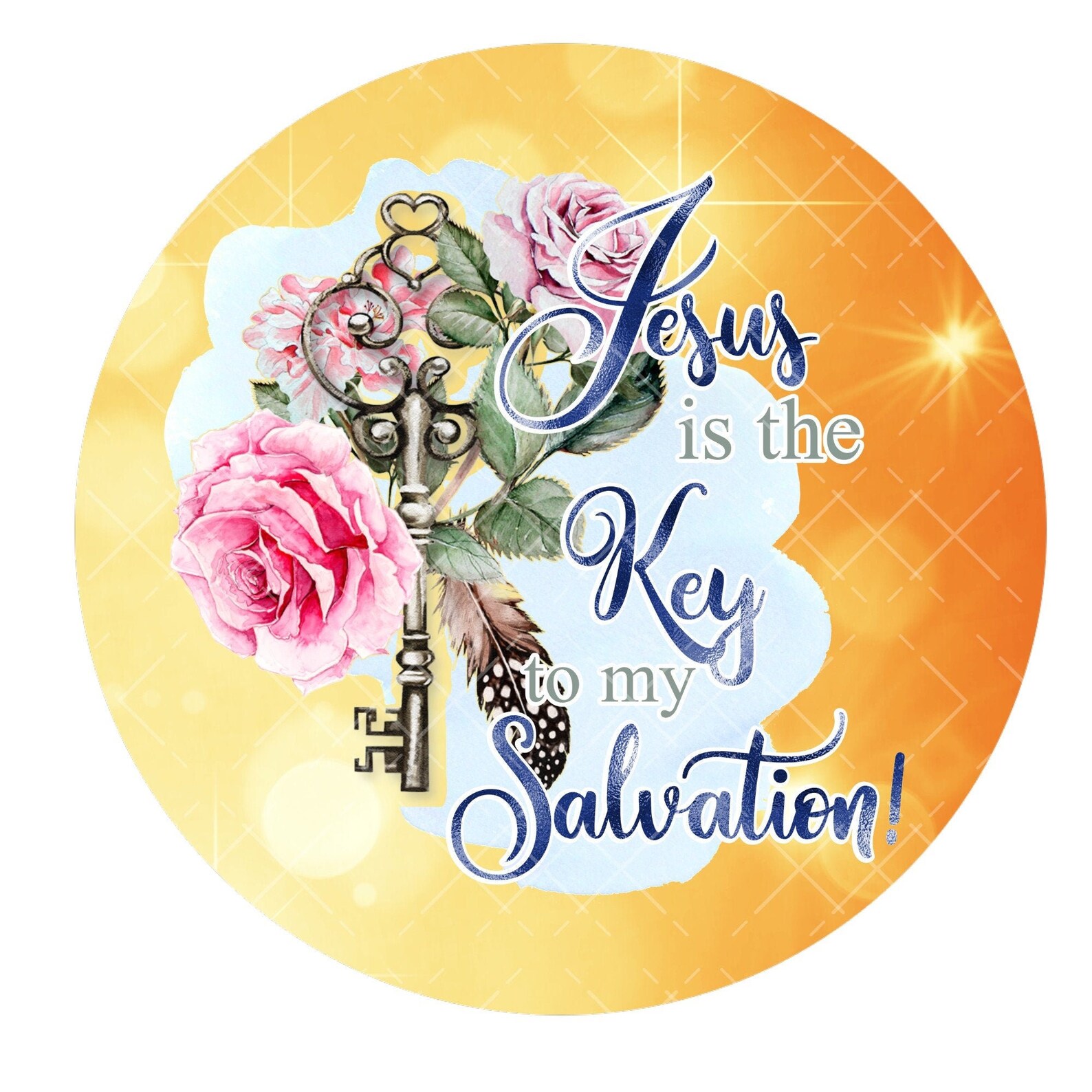 Jesus is the Key to My Salvation Wreath Sign, Metal Wreath Sign, Round ...