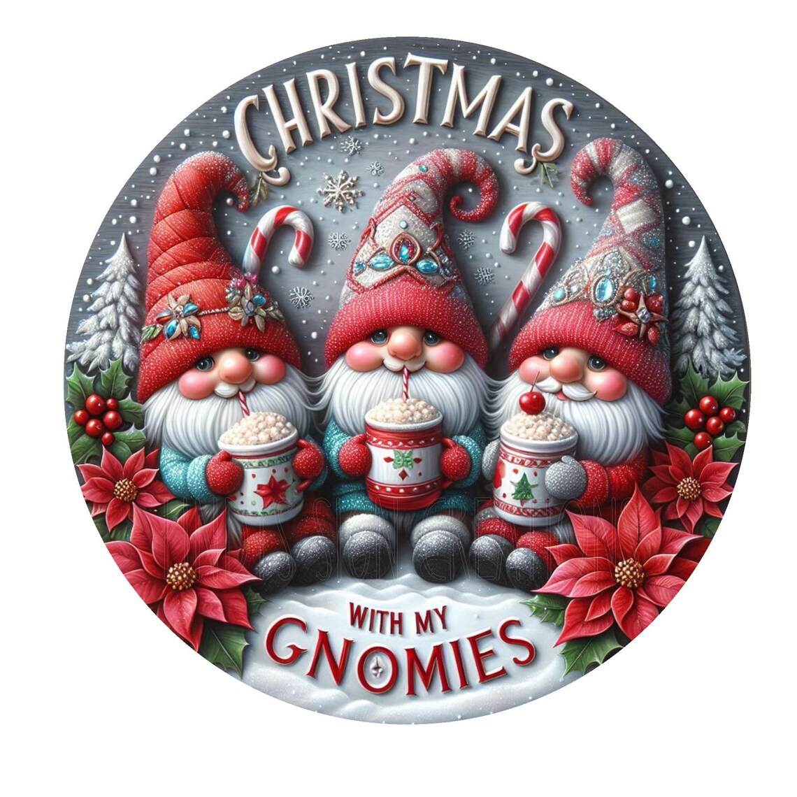 Christmas With My Gnomies Wreath Sign, Christmas Sign, Metal Wreath ...