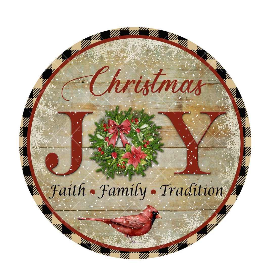 Rustic Christmas Joy With Cardinal Wreath Sign, Metal Wreath Sign ...