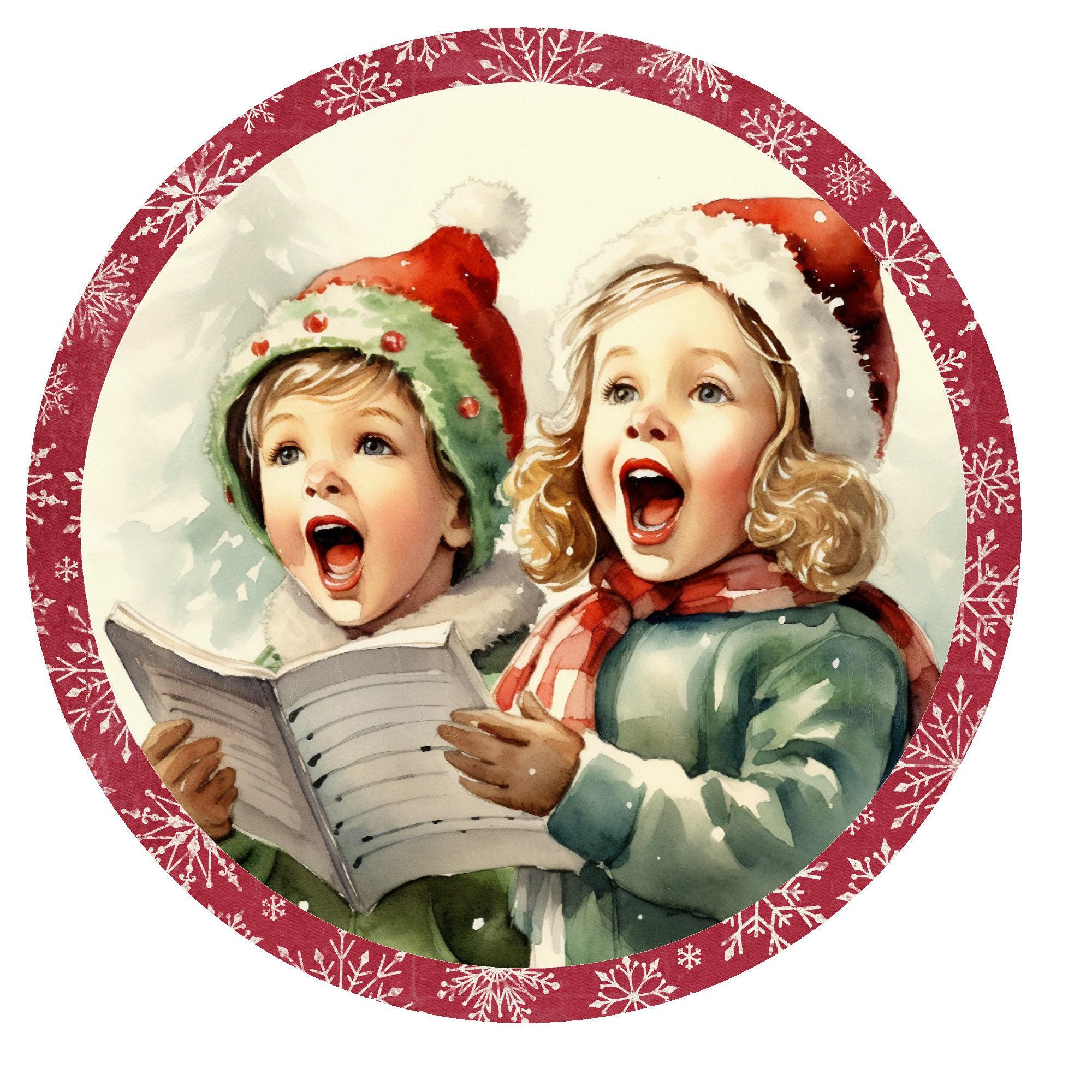Children Carolers Wreath Sign, Holiday Wreath Sign, Metal Wreath Sign ...