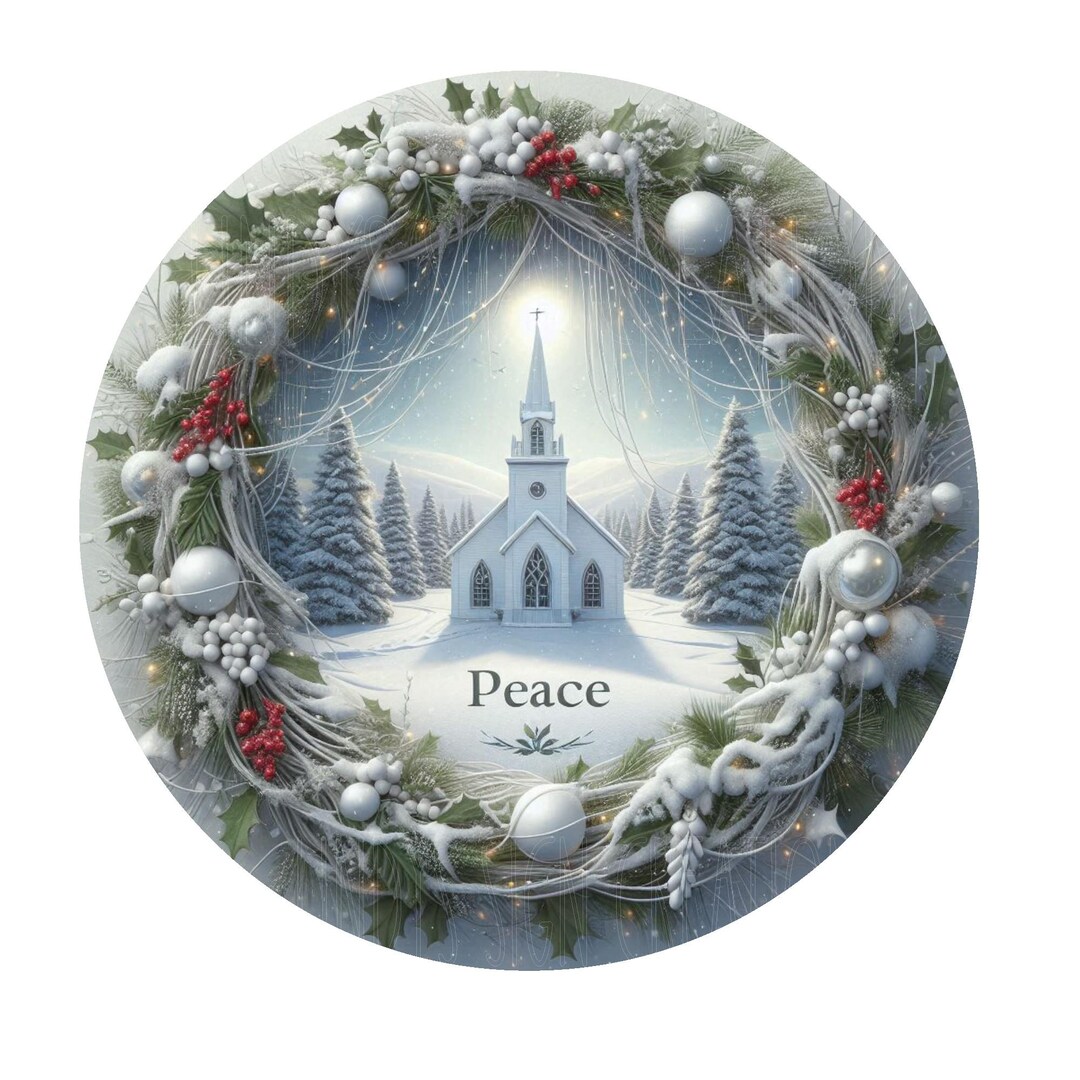 Church Peace Wreath Sign, Metal Wreath Sign, Round Wreath Sign, Door ...