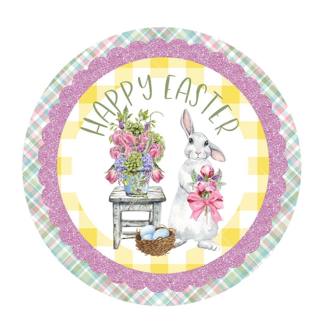 Happy Easter Wreath Sign, Metal Wreath Sign, Signs for Wreaths, Spring ...