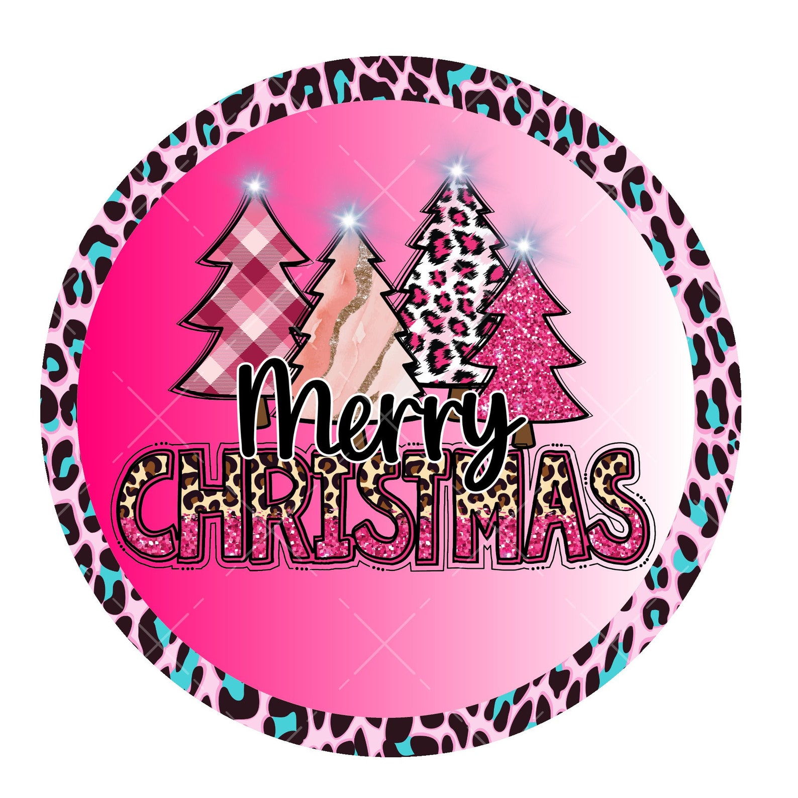 Pink Christmas Trees Wreath Sign Metal Wreath Sign Signs for - Etsy
