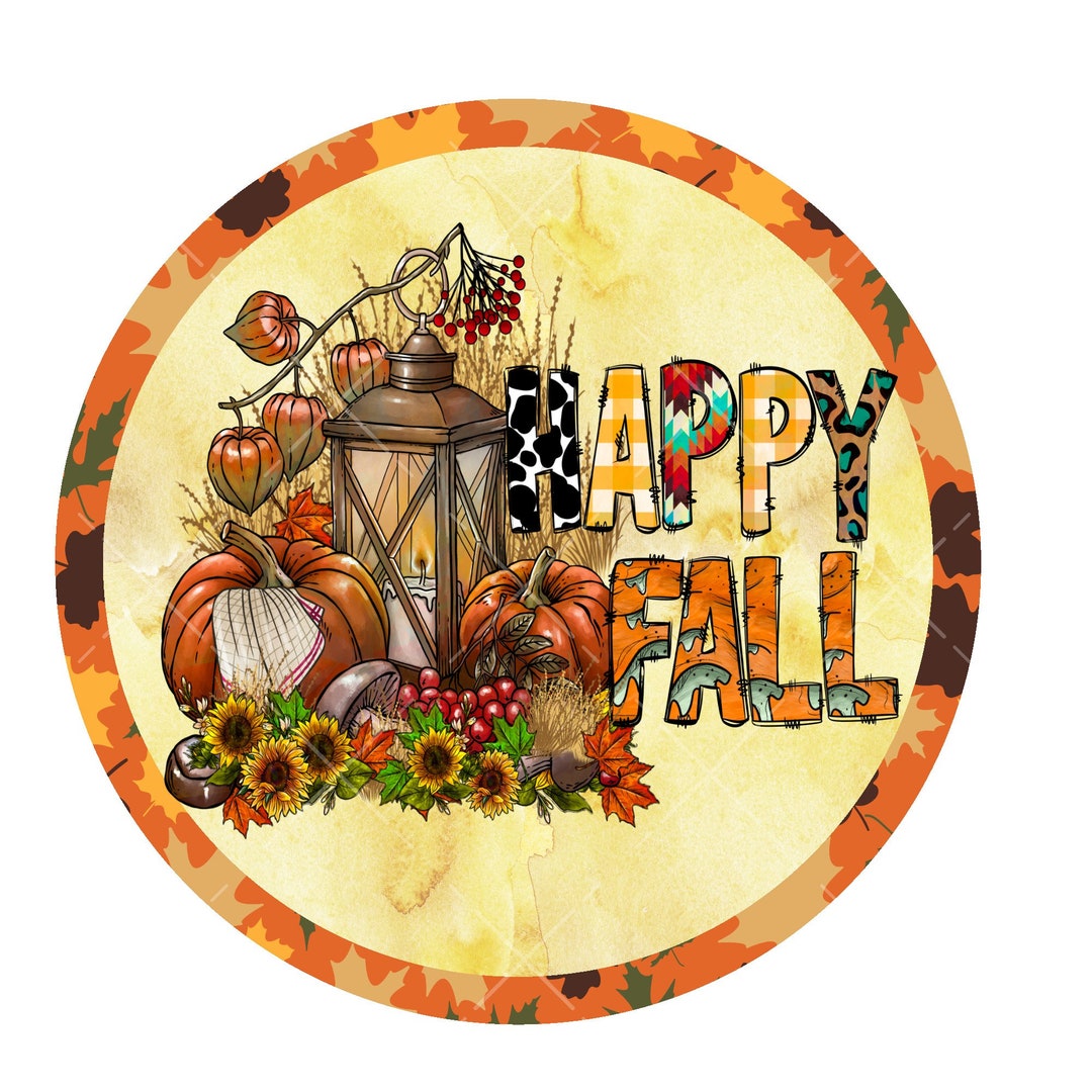 Happy Fall Wreath Sign, Metal Wreath Sign, Signs for Wreaths, Fall Home ...