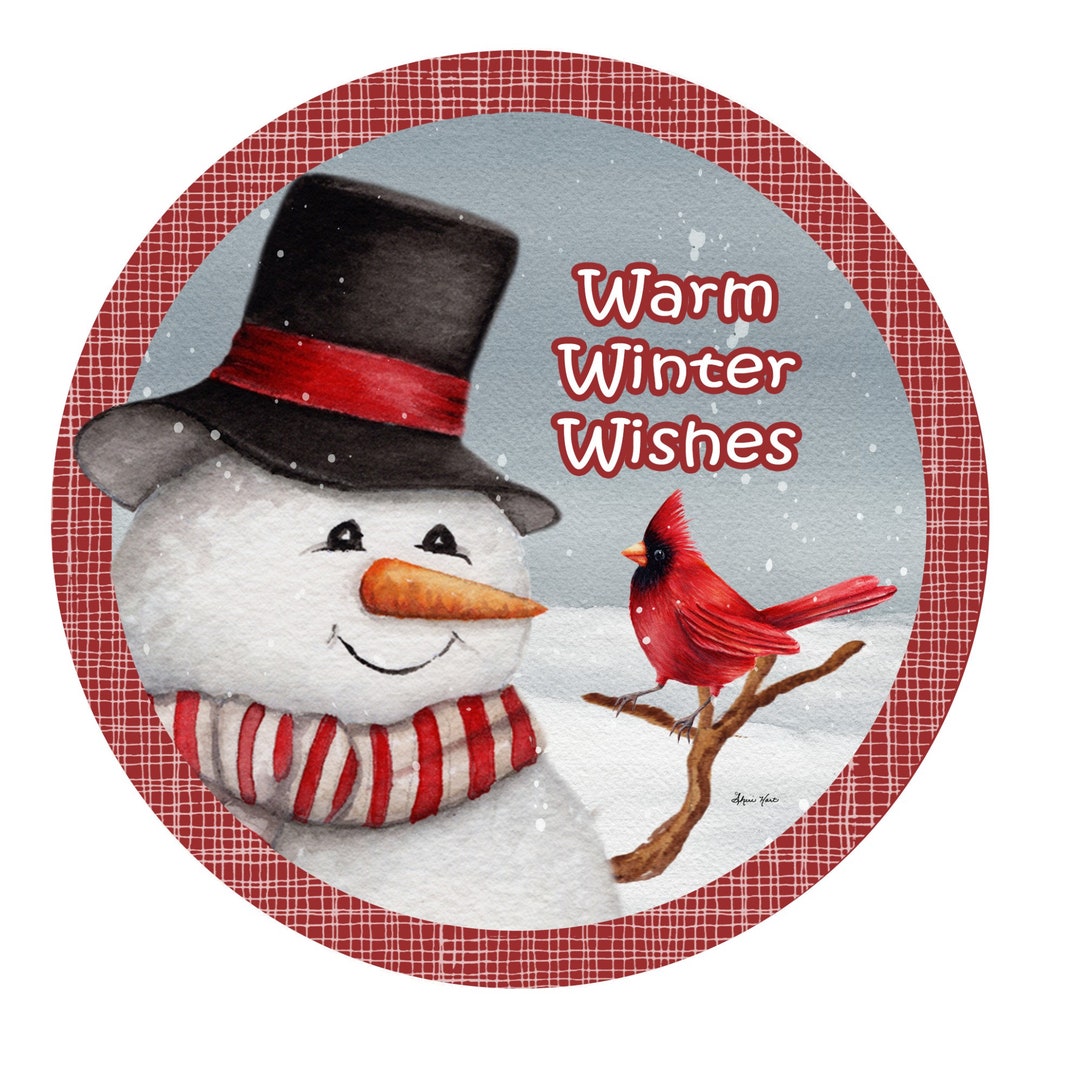 Snowman Warm Winter Wishes Wreath Sign, Wreath Attachment, Winter ...