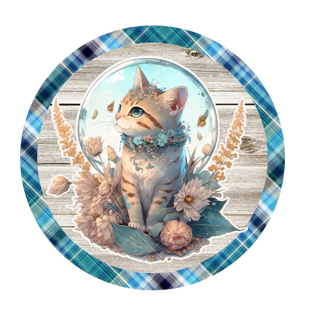 Cute Cat Wreath Sign, Metal Wreath Sign, Signs for Wreaths, Round ...