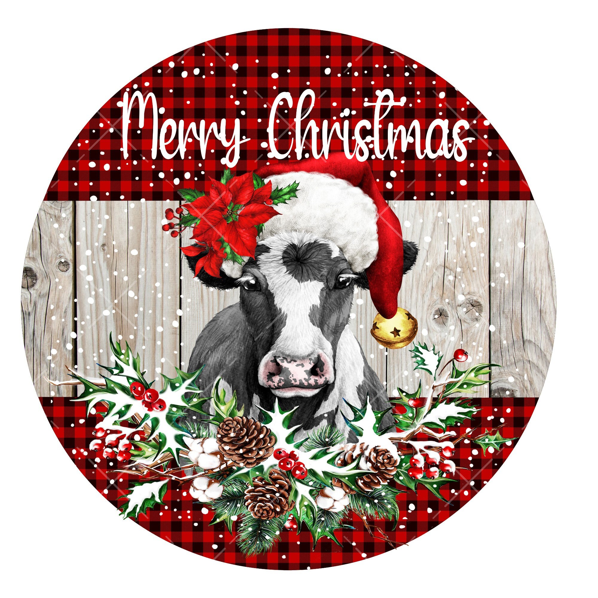 Merry Christmas Cow Wreath Sign, Metal Wreath Sign, Signs for Wreaths ...