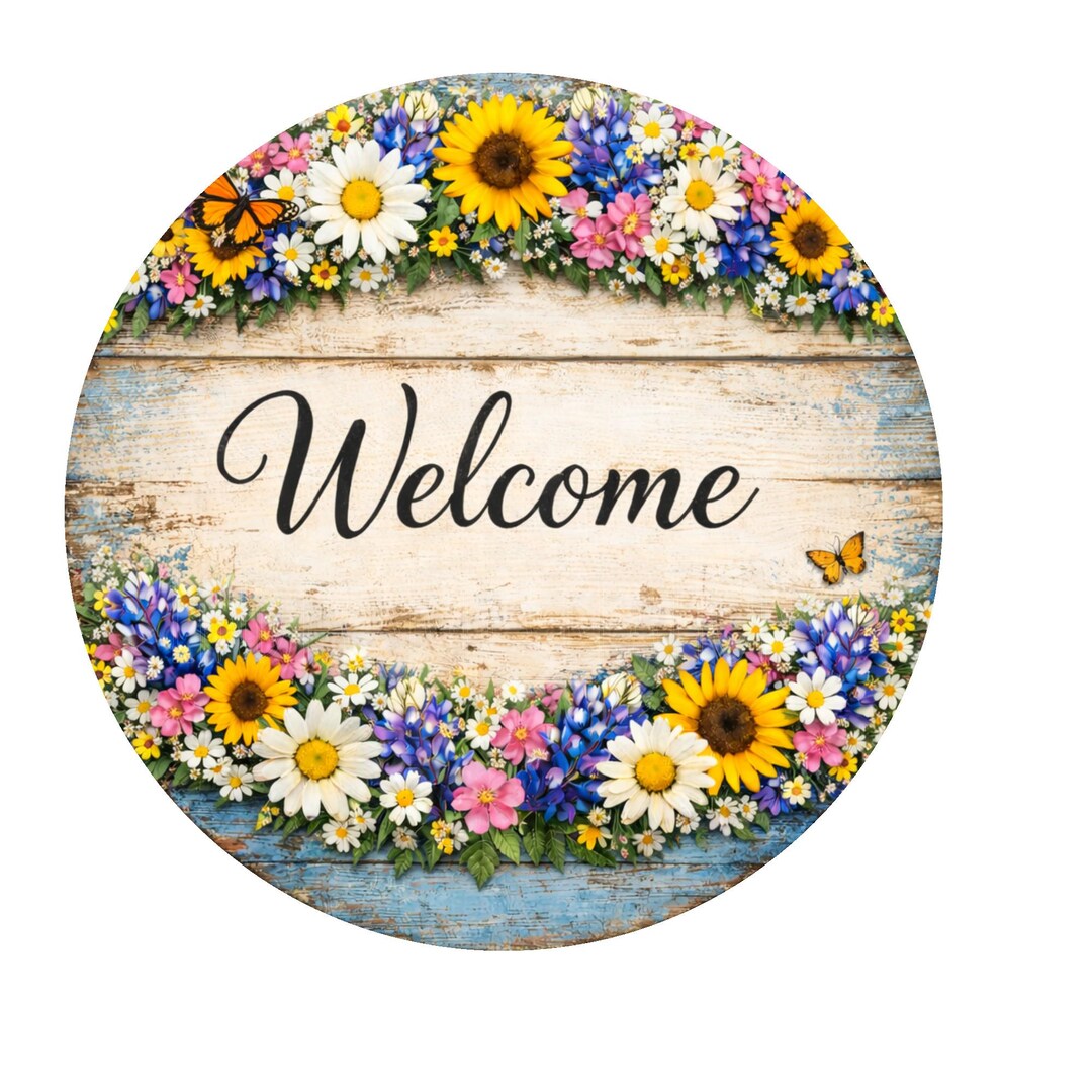 Welcome Wildflower Wreath Sign, Aluminum Wreath Sign, Wreath Attachment ...