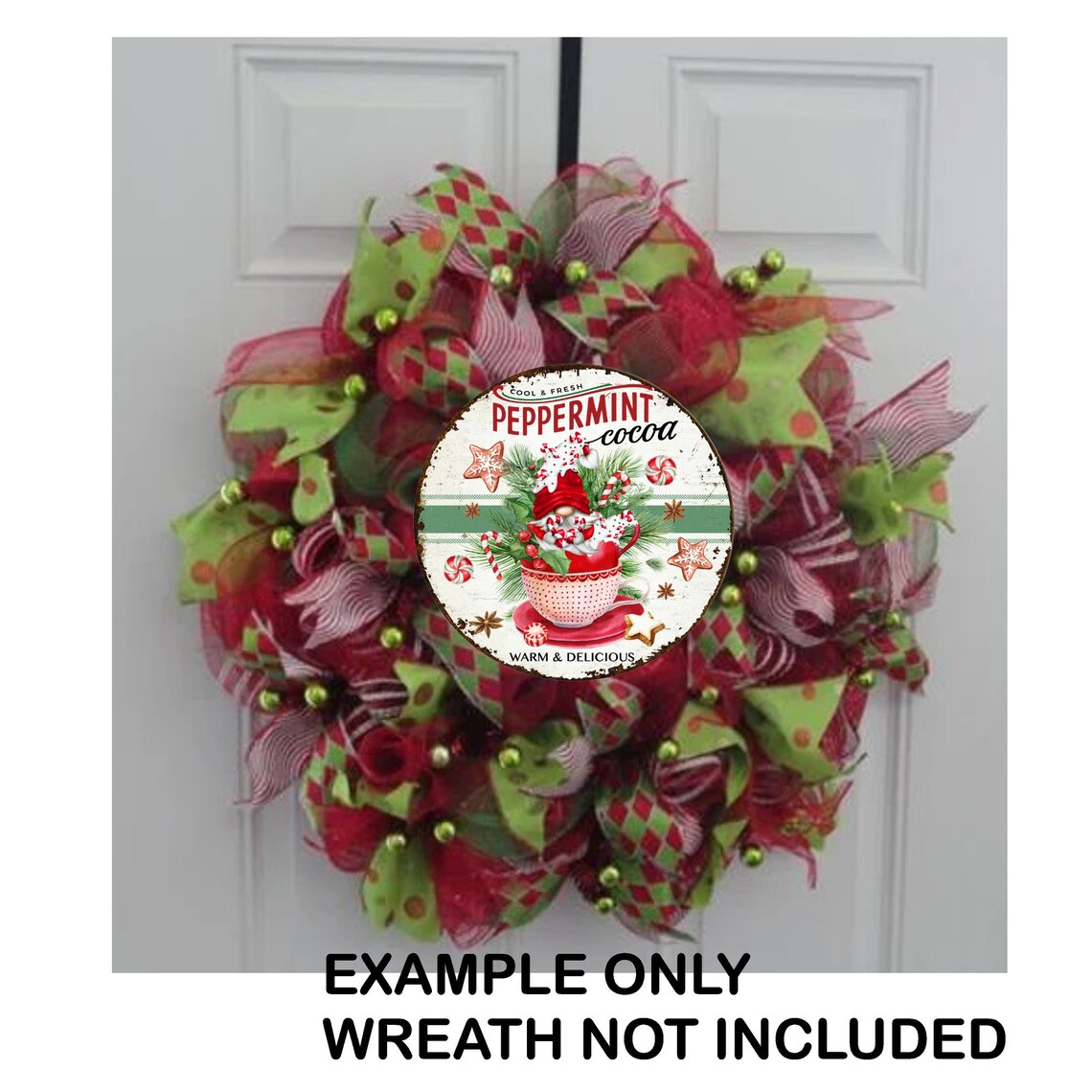 Gnome Peppermint Cocoa Wreath Sign, Metal Wreath Sign, Signs for ...